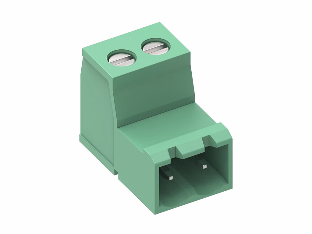 3.50mm Pitch Eurostyle Vertical Plug, with Retention Screws, Rear Wire Entry, Green Housing, 2 Circuits