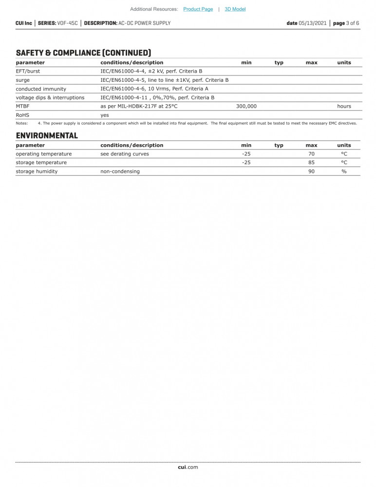 VOF-45C-S12 datasheet page 3