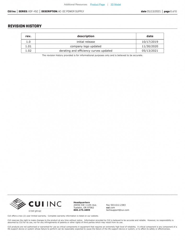 VOF-45C-S12 datasheet page 6