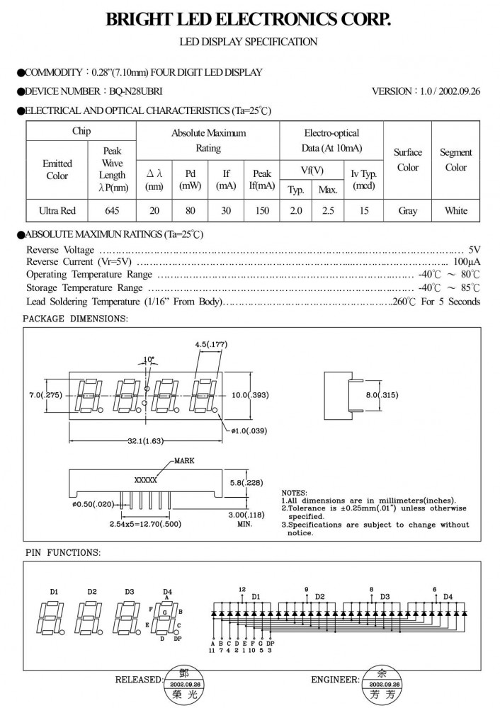 BQ-N28UBRI technical documentation page 1