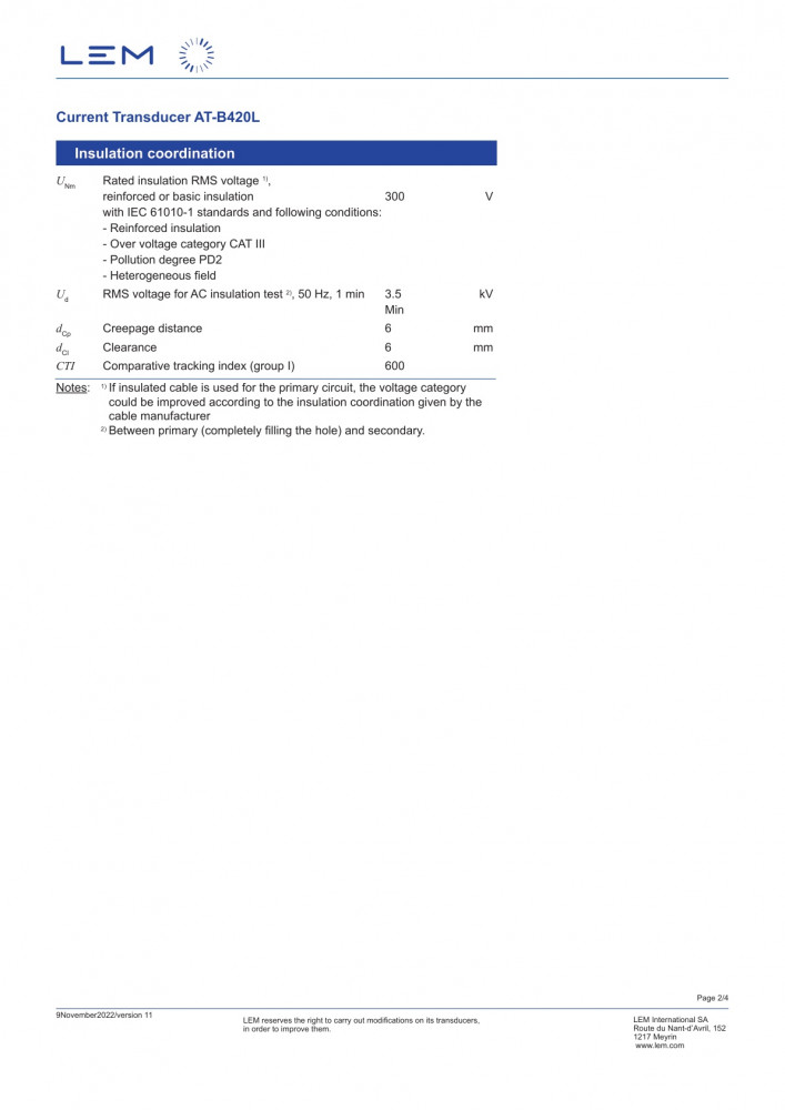 LEM AT 100 B420L datasheet page 2