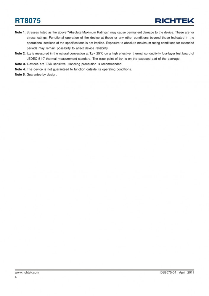 RT8075 datasheet page 4