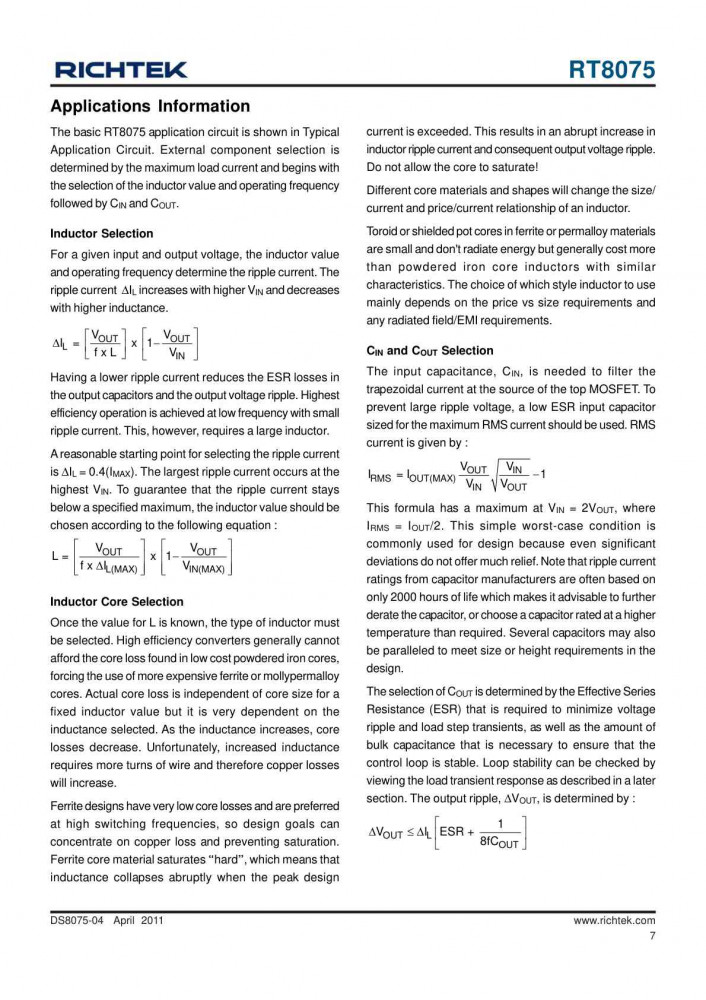 RT8075 datasheet page 7
