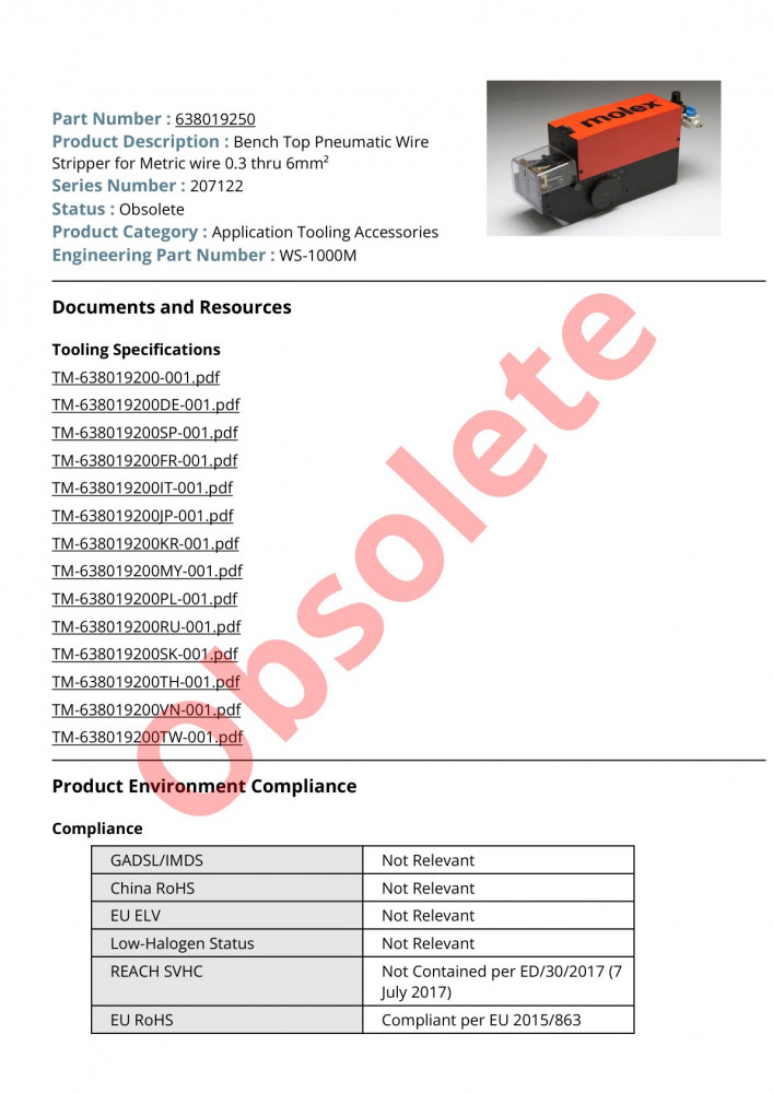 Tooling specification document preview, page 1