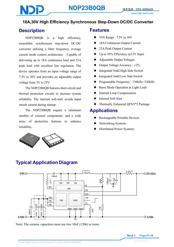 NDP23B0QB-B datasheet page 1
