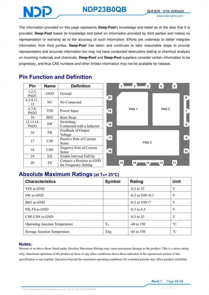 NDP23B0QB-B datasheet page 3