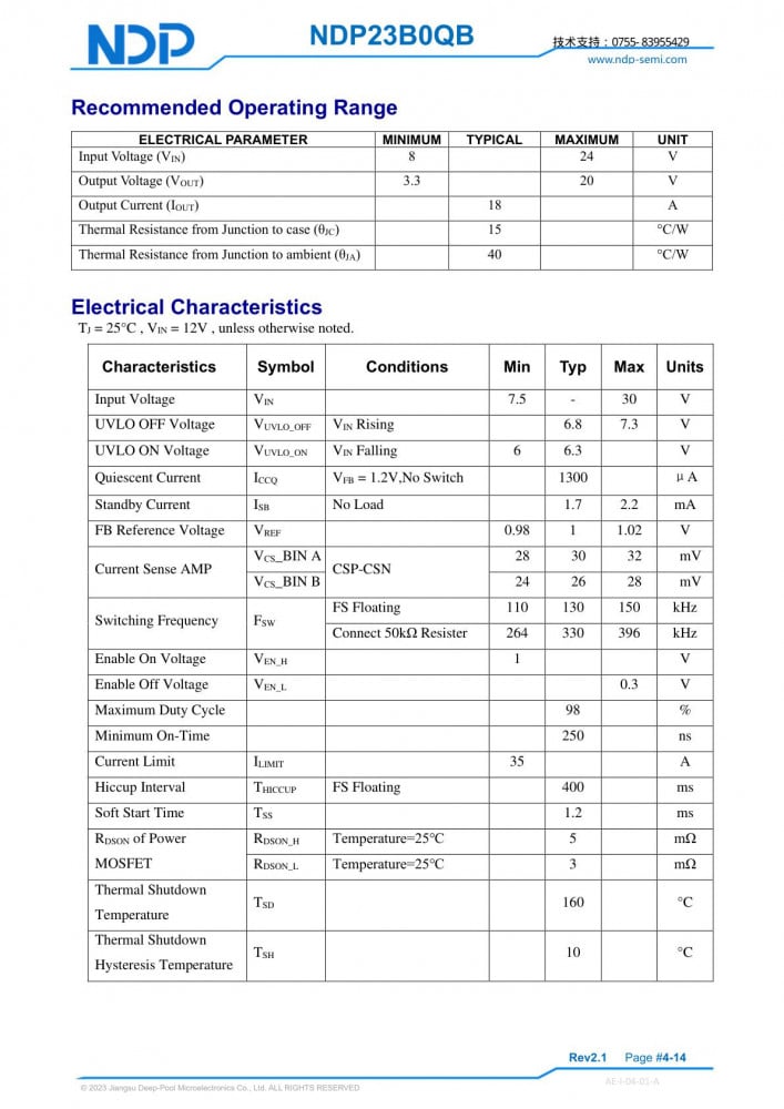 NDP23B0QB-B datasheet page 4