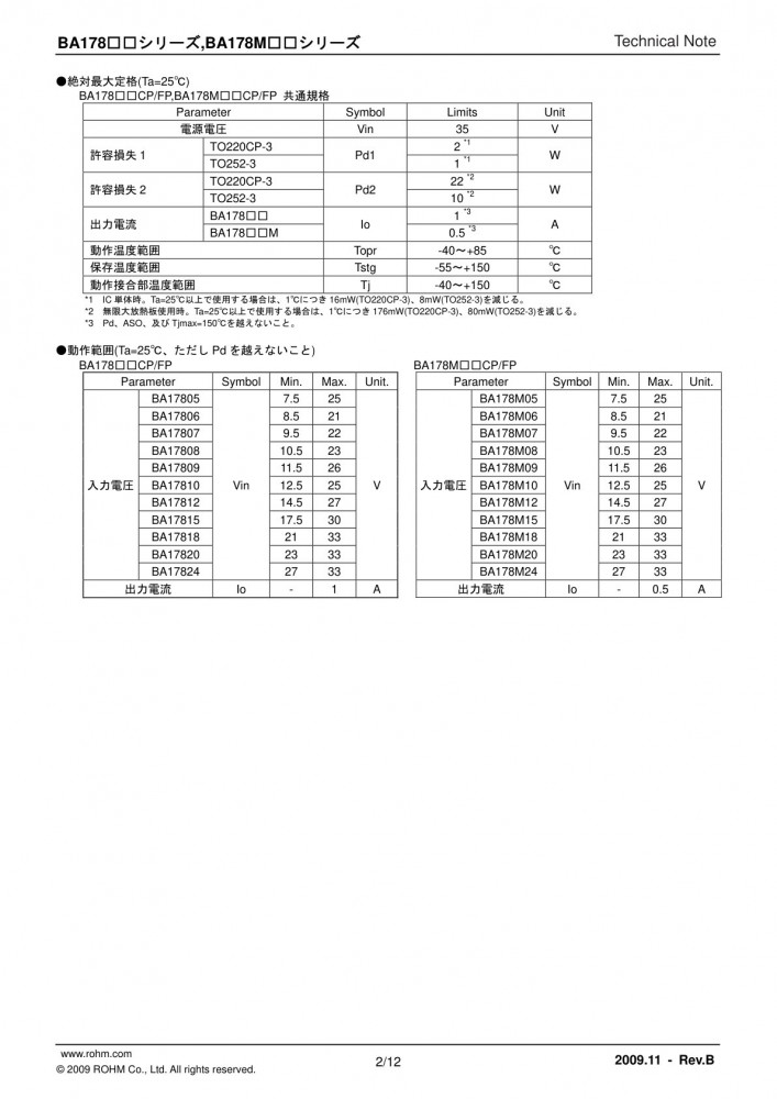 BA17805FP-E2 technical document page 2