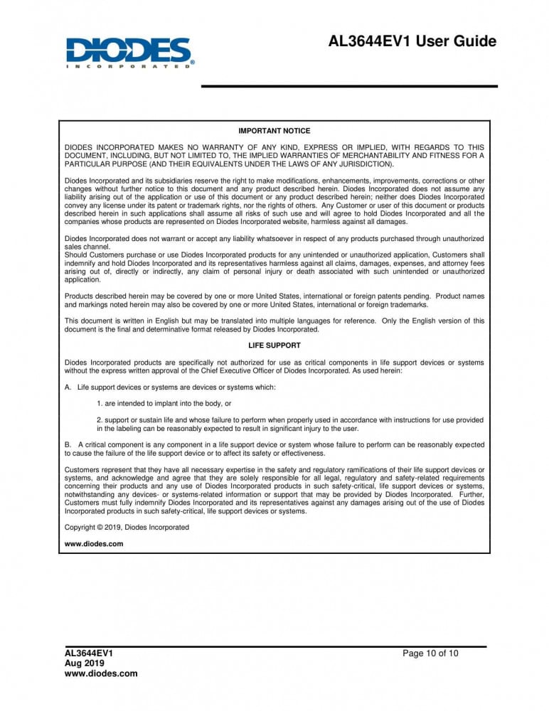 AL3644EV1 technical document page 10
