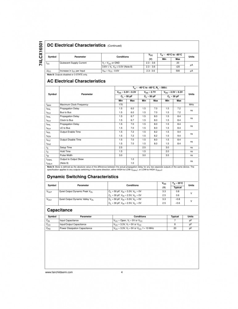 74LCX16501 datasheet page 5