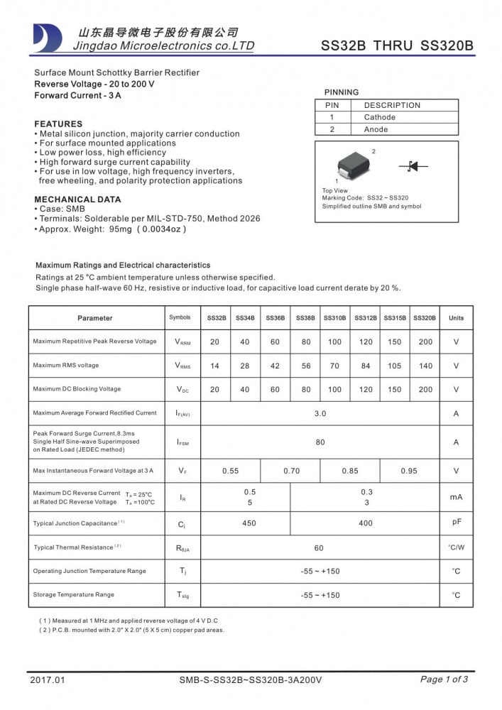 SS315B datasheet page 1