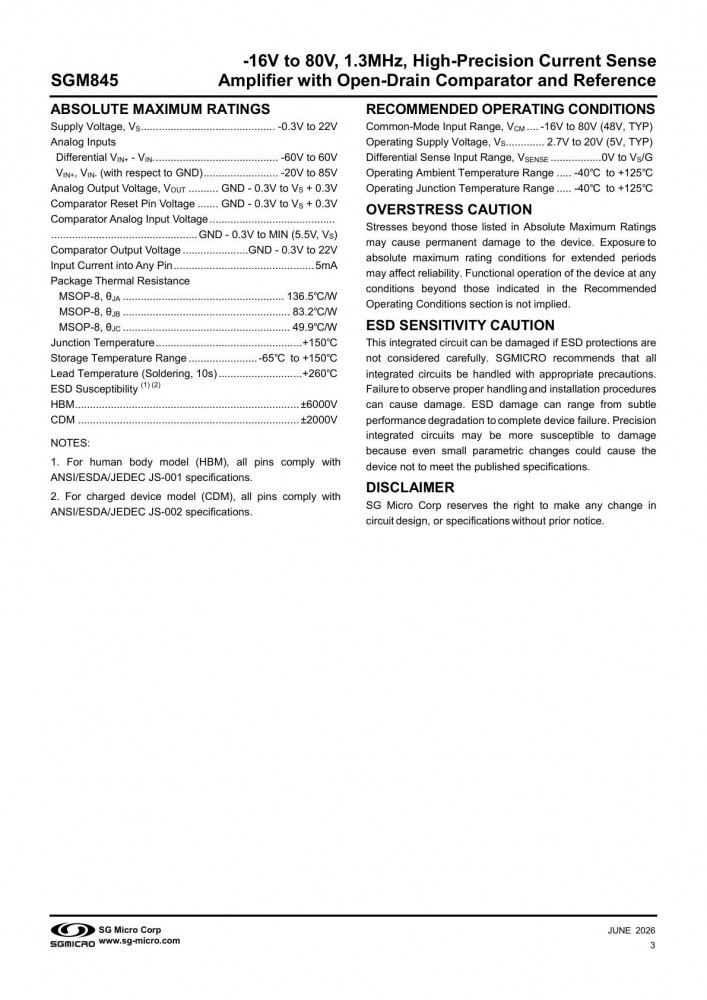 SGM845 datasheet page 3