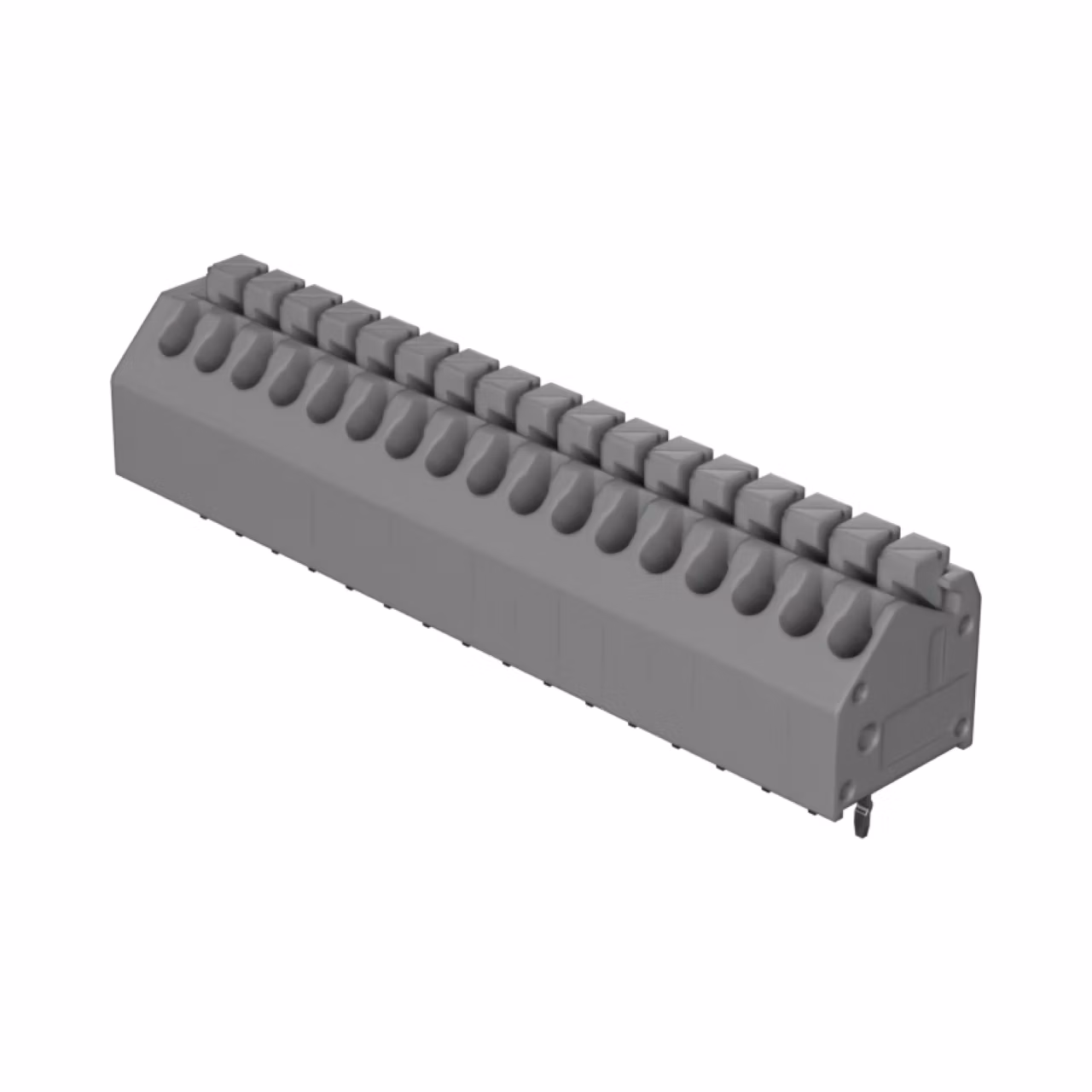 3.50mm Pitch, Eurostyle Fixed-Mount Push-Button Terminal Block, 45° Modular, 5A, 20-16 AWG, Light Gray, 17 Circuits for sale