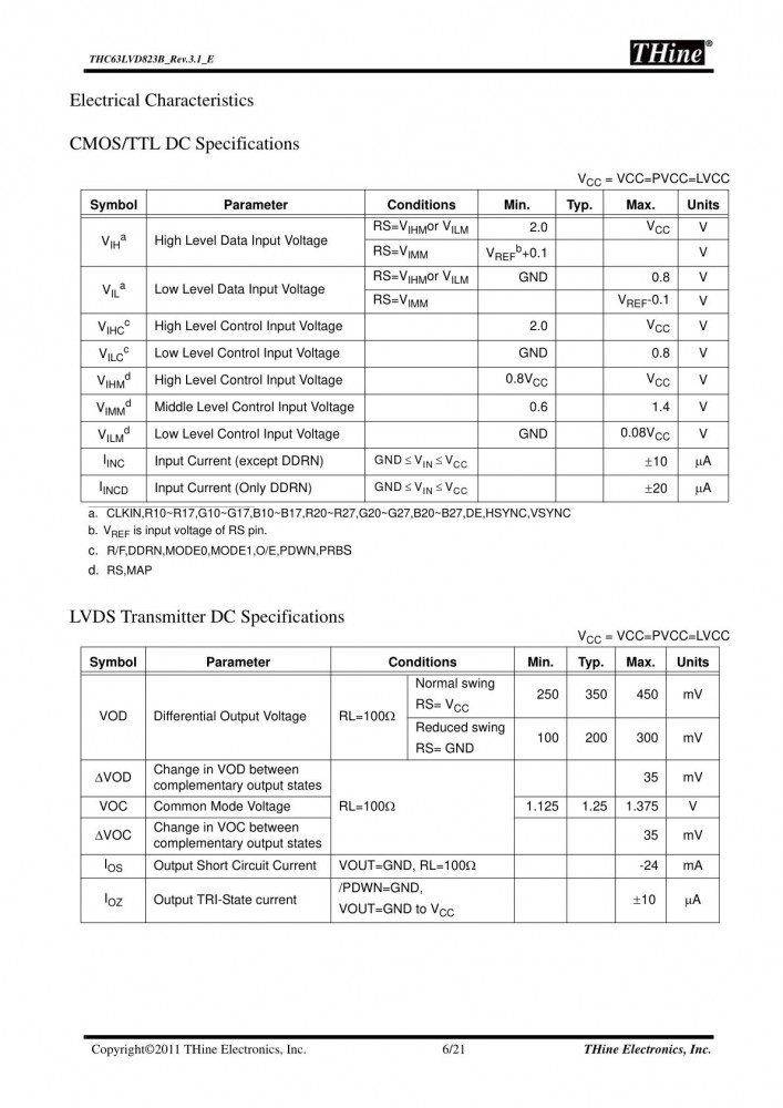 THC63LVD823B datasheet page 6