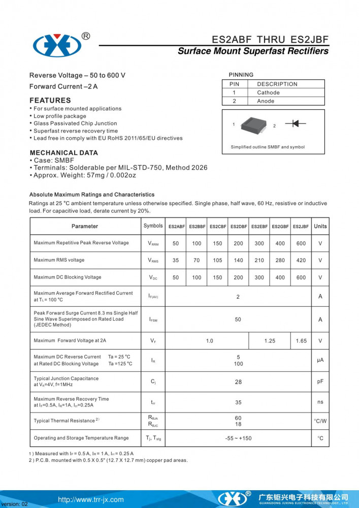 ES2JBF datasheet page 1