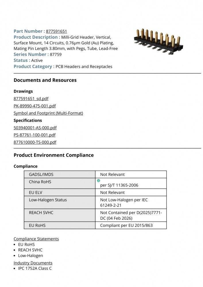 MOLEX 877591651 technical document image 1