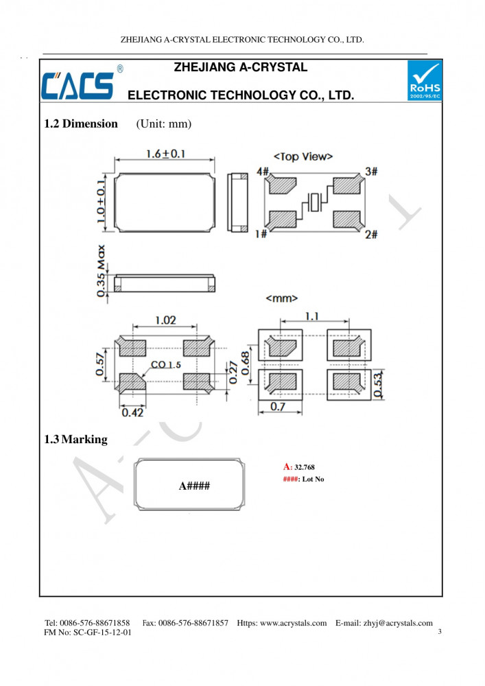 PSX1610A specification document page 3