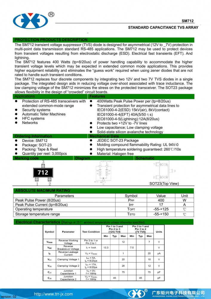 JUXING SM712 datasheet page 1