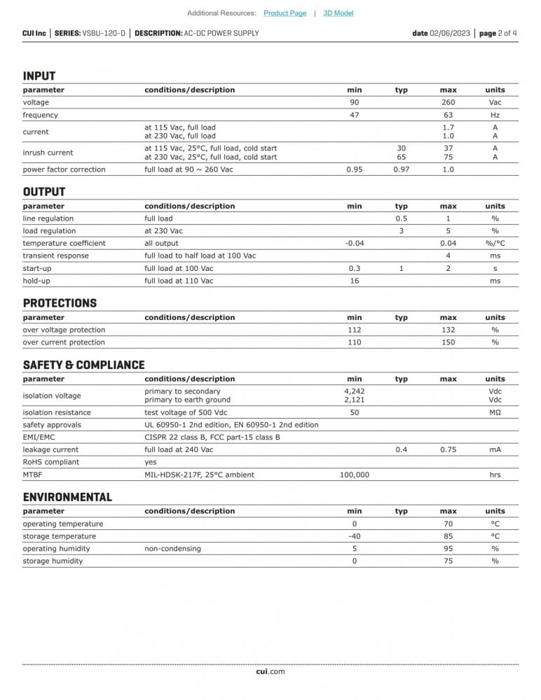 VSBU-120-D312 datasheet page 2