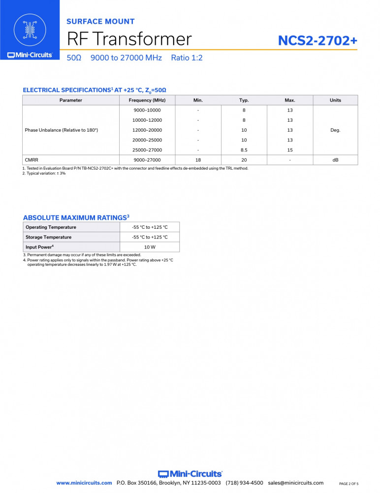 NCS2-2702+ datasheet page 2