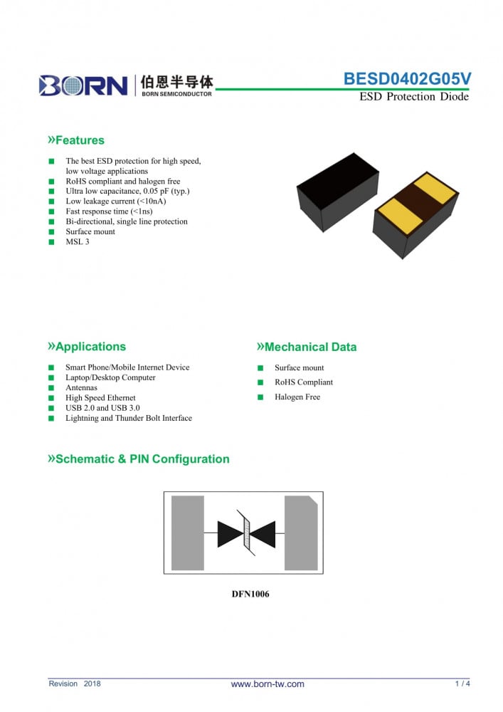BESD0402G05V technical document page 1