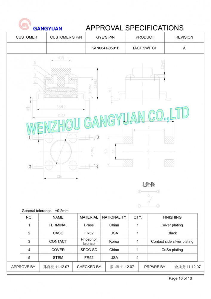 KAN0641-0501B1 approval specification page 10