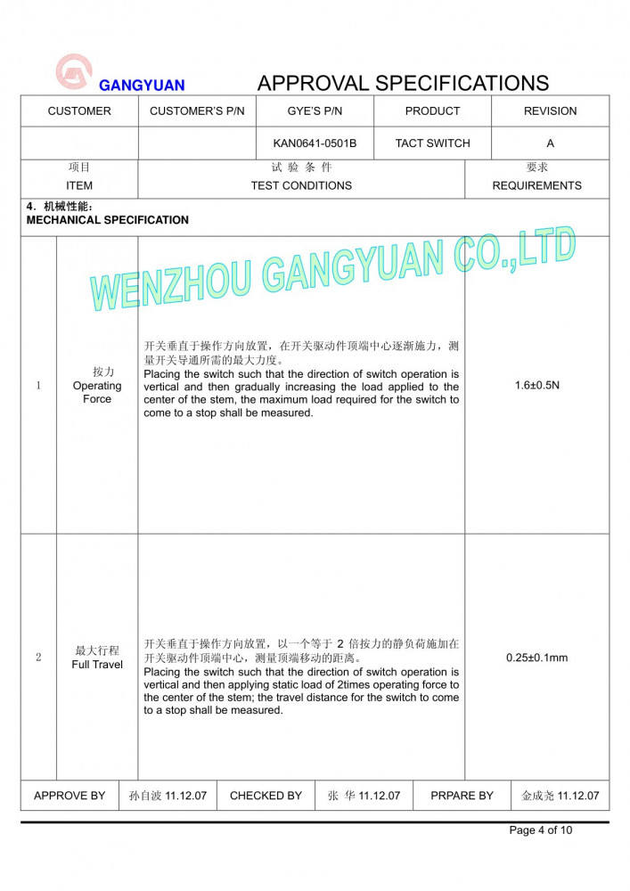 KAN0641-0501B1 approval specification page 4