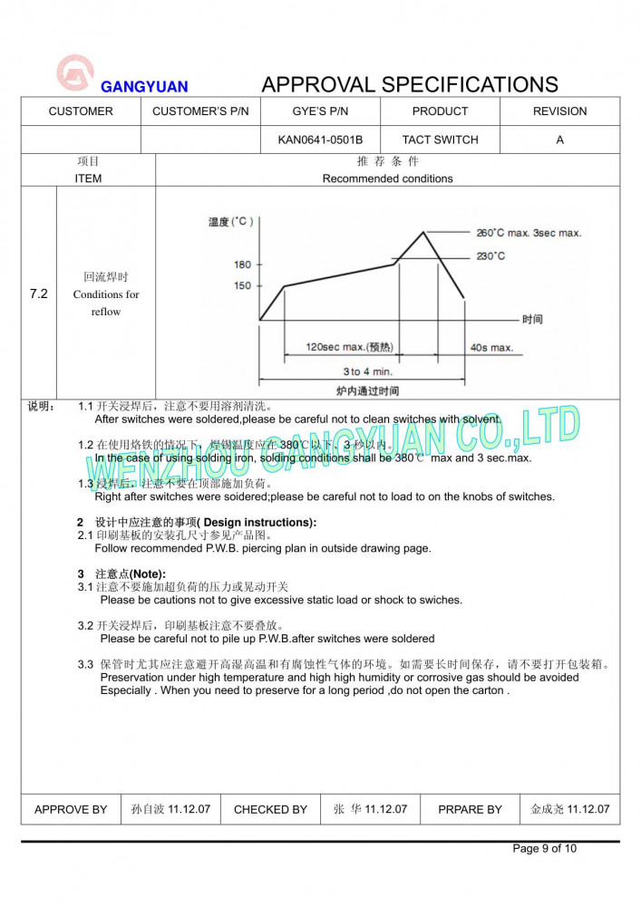 KAN0641-0501B1 approval specification page 9
