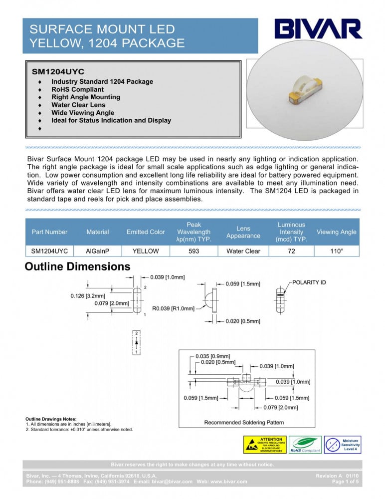 SM1204UYC datasheet page 1
