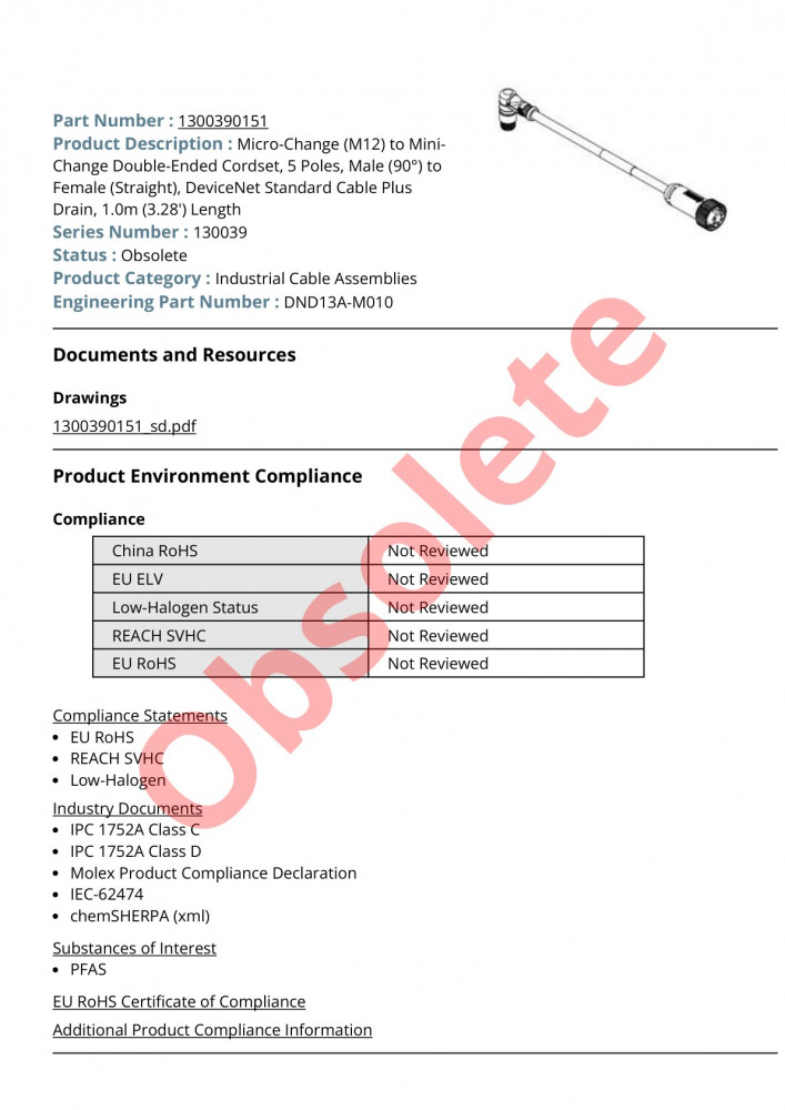 MOLEX 1300390151 document image 1
