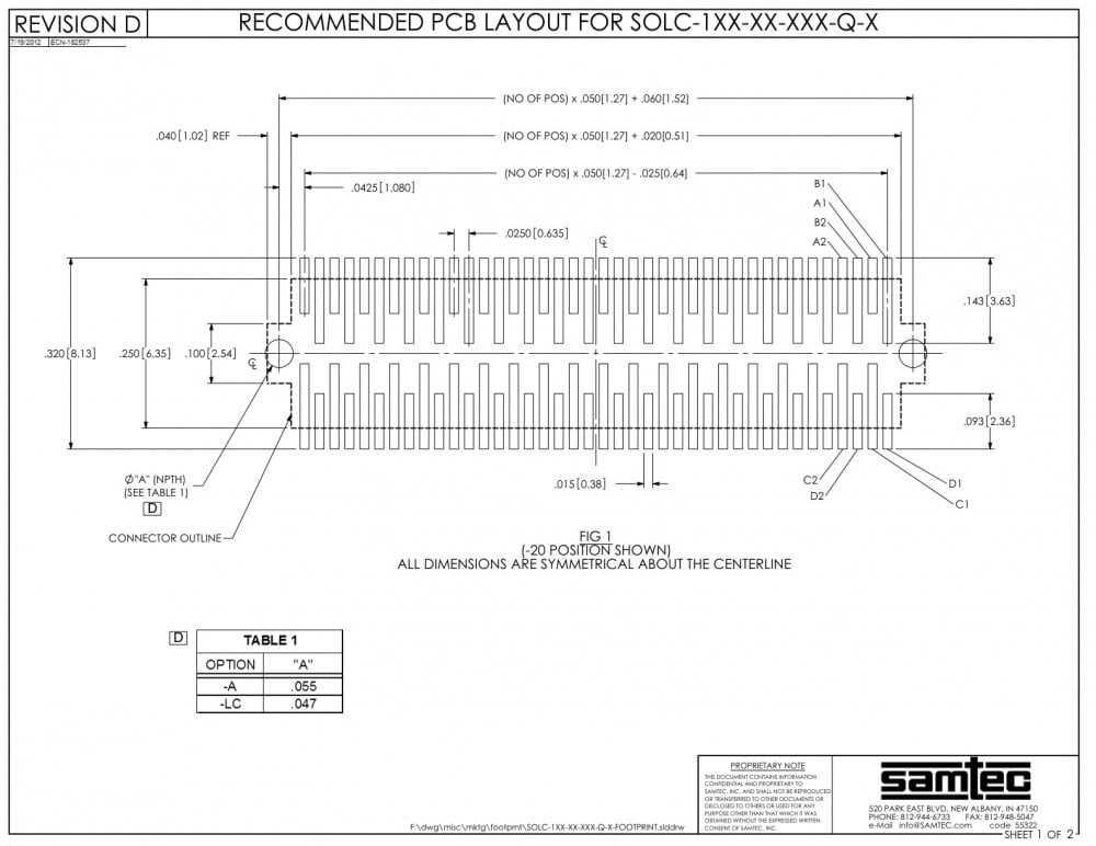 Samtec SOLC-120-02-L-Q-A technical drawing page 1
