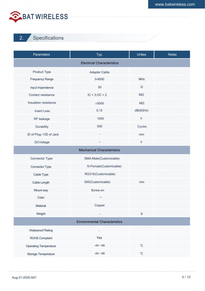 BWSMAJ-NK-RG316L500 datasheet page 4