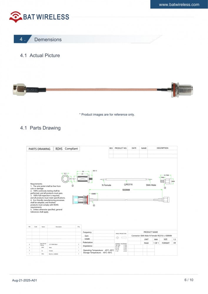 BWSMAJ-NK-RG316L500 datasheet page 6
