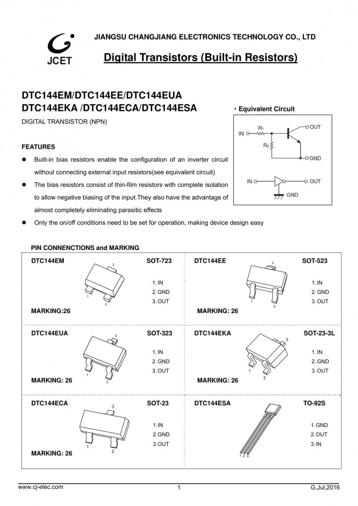 DTC144ECA datasheet page 1