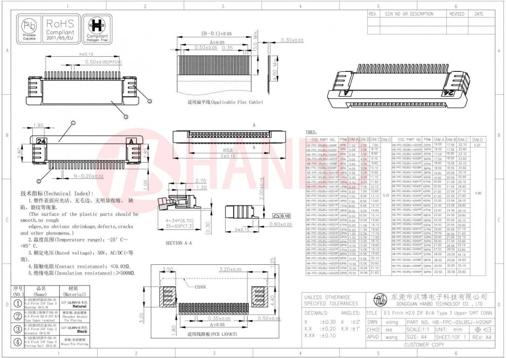 HB-FPC-05LBSJ-H2022P technical document preview