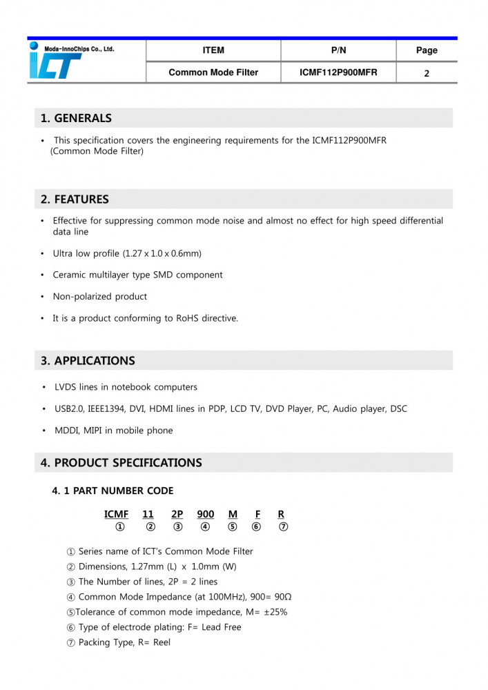 ICMF112P900MFR datasheet page 2