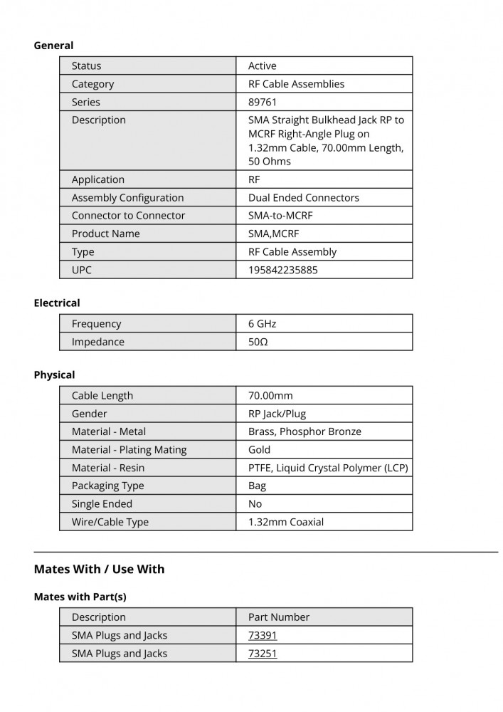 MOLEX 897618623 product drawing, page 2