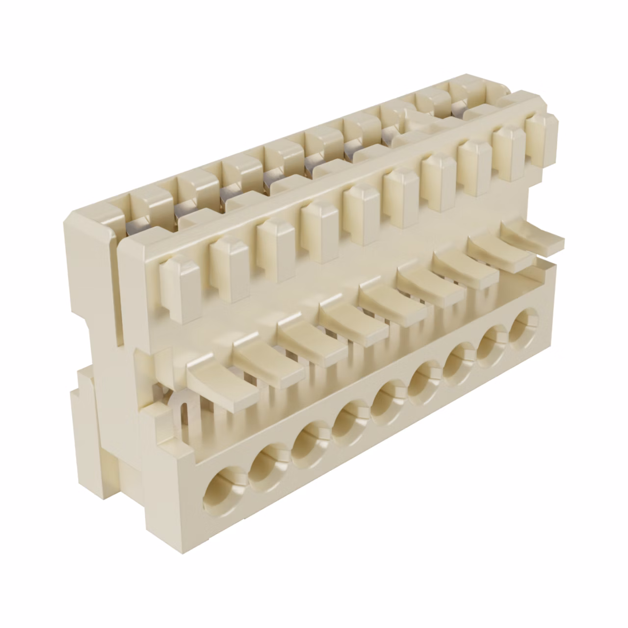 Appli-Mate RAST 2.5 Connector, 2.50mm Pitch, Female, 5 Circuits, No Position Keys Removed, Closed Endwalls, Circuit 4 Voided, Latch at Circuit 4, Gold Plating