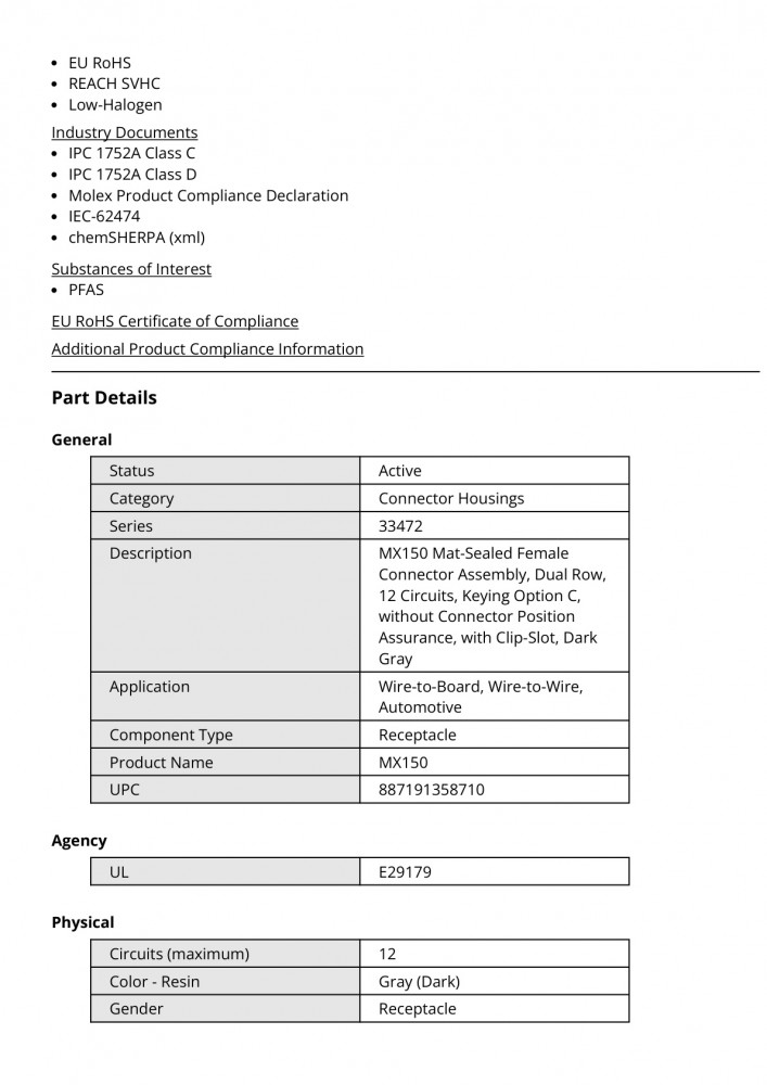 MOLEX 334721411 technical document preview, page 2