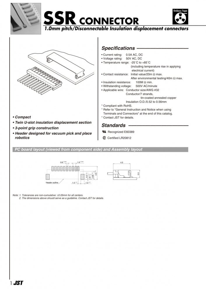 JST 02SSR-32H catalog page and specifications