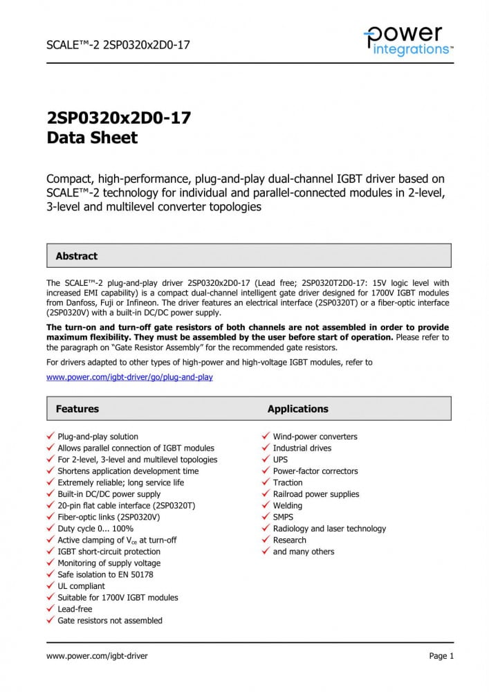 2SP0320T2D0-17 datasheet page 1