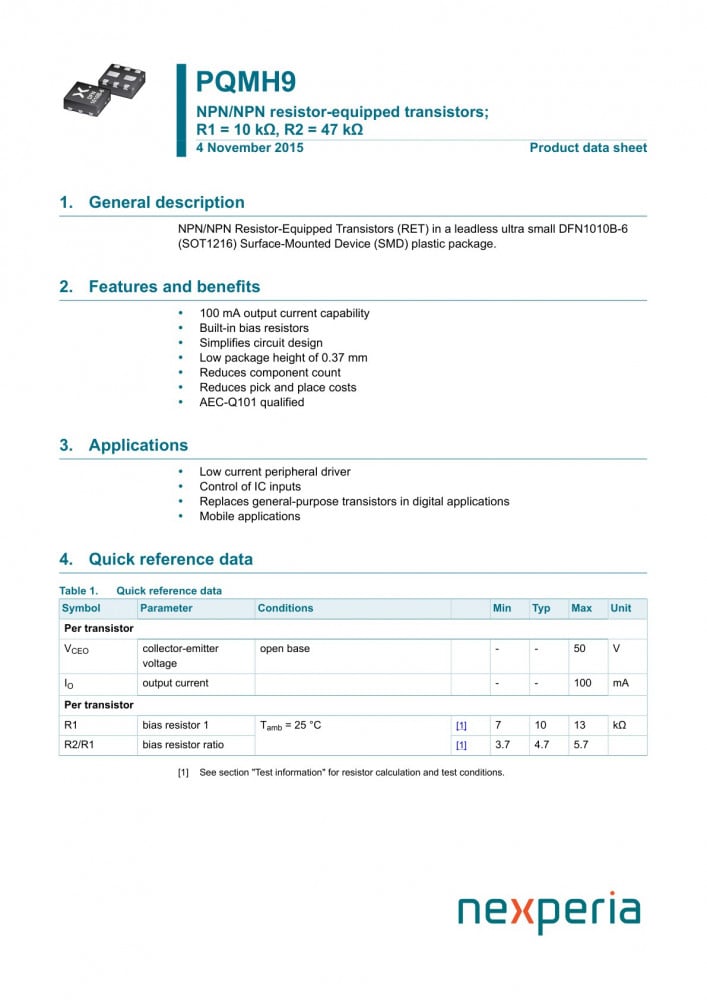 PQMH9Z datasheet page 1