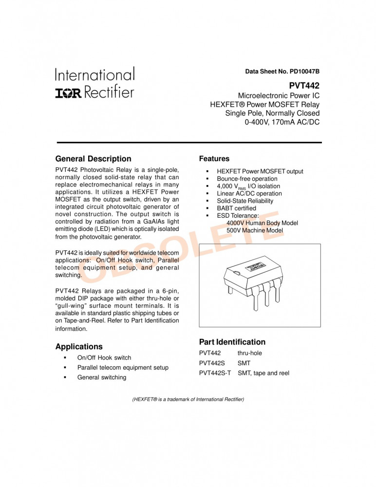 PVT442 datasheet page 1
