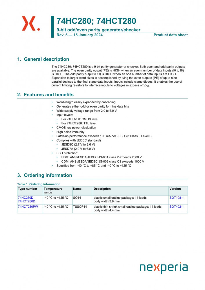 74HCT280D,653 technical document page 1