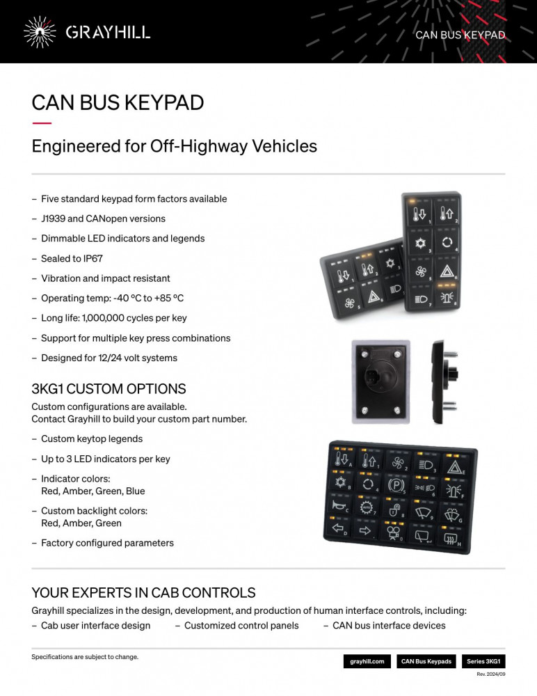 Grayhill CAN keypad technical document page 1