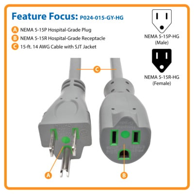 EATON P022AB-015-HG Power Line Cable and Extension Cord Assembly