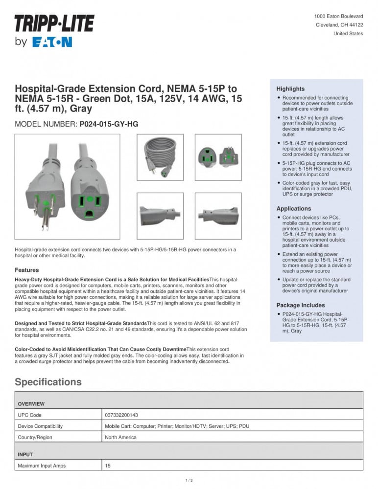 P024-015-GY-HG technical document page 1