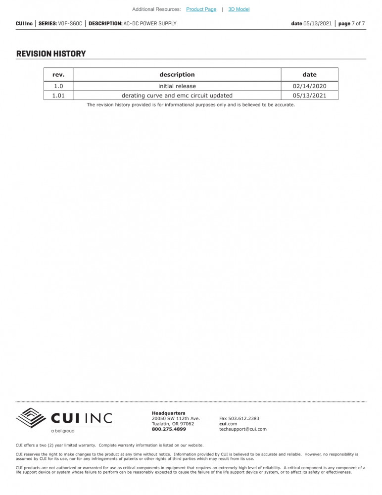 VOF-S60C datasheet page 7
