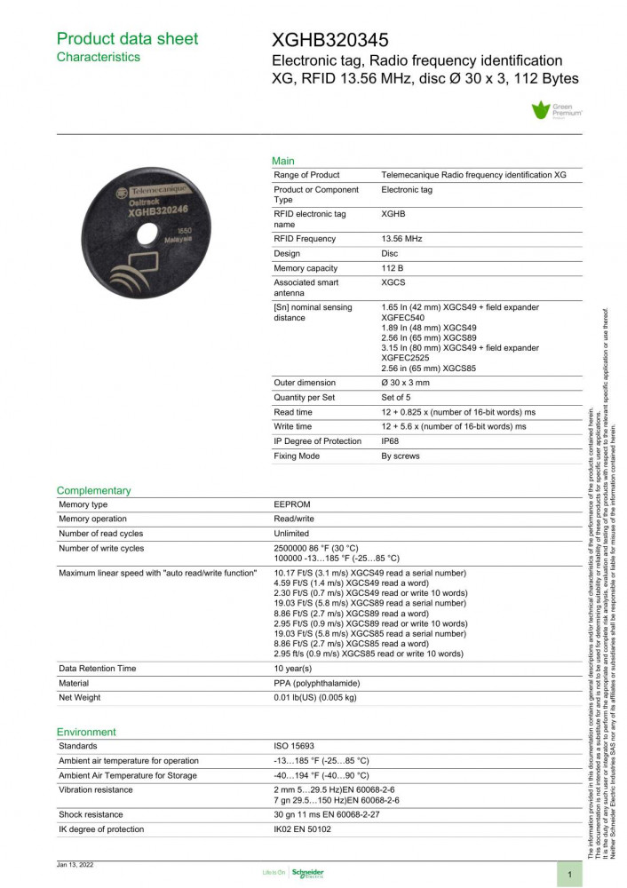 XGHB320345 technical document page 1