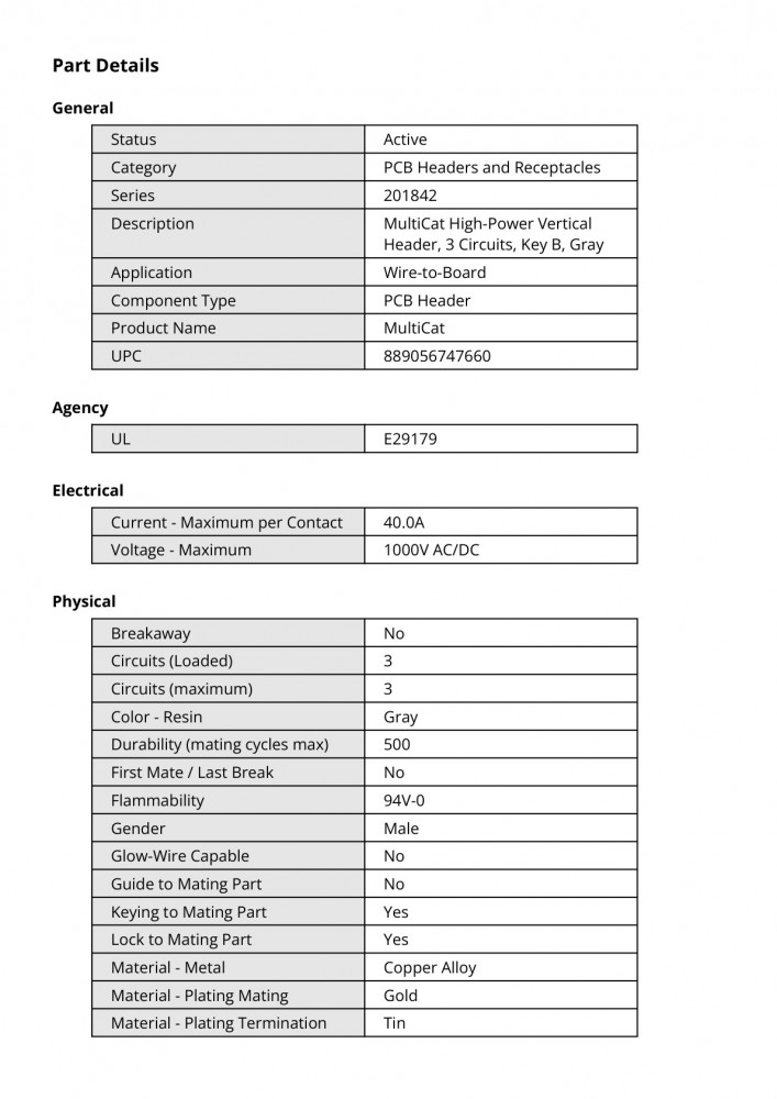 Product document page 2 for MOLEX 2018421031